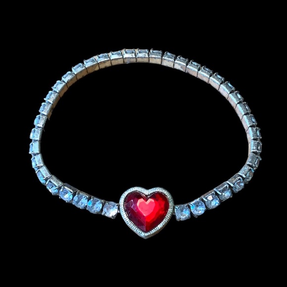 Vintage | Jewelry | Crystal Ruby Heart Anklet Or Bracelet | Poshmark